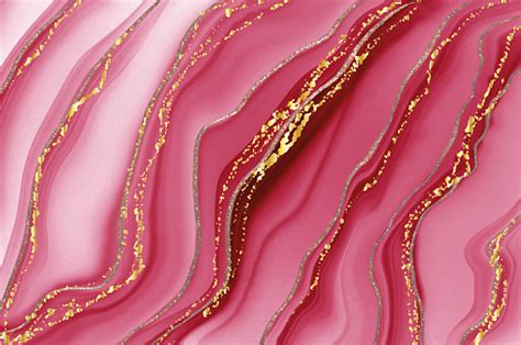 반짝이는 선이 있는 액체 대리석 또는 수채화 배경 핑크 대리석 알코올 잉크 그리기 효과 결혼식 초대장에 대 한 벡터 일러스트