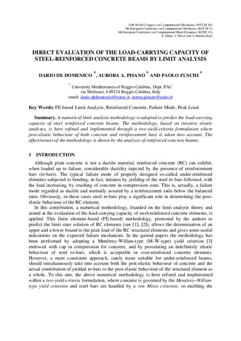 Pdf Direct Evaluation Of The Load Carrying Capacity Of Steel Reinforced Concrete Beams By