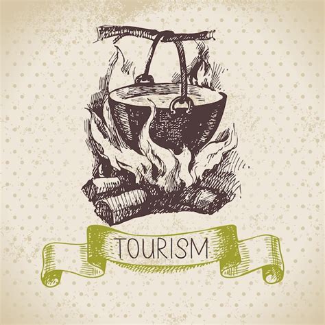 Fundo De Turismo De Esboço Vintage Ilustração Desenhada à Mão Para