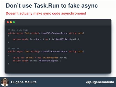 Dotnet Csharp Asyncawait Cleancode Performance Eugene Maliuta