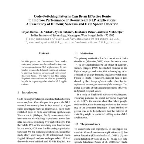 Code Switching Patterns Can Be An Effective Route To Improve Performance Of Downstream Nlp