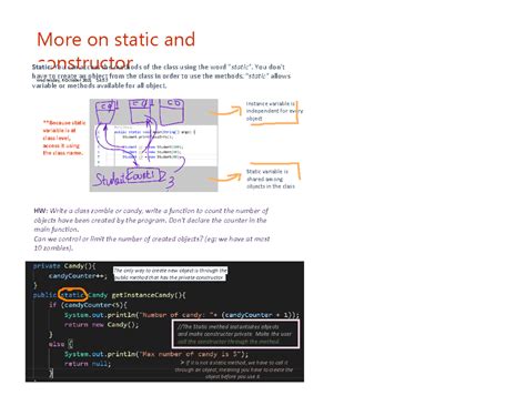 Static And Constructor More On Static And Constructor Wednesday 6 October 2021 14 Hw Write