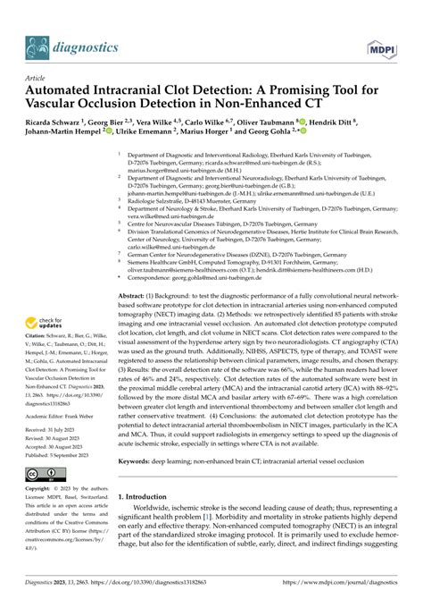 Pdf Automated Intracranial Clot Detection A Promising Tool For Vascular Occlusion Detection