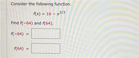 Solved Consider The Following Function F X 16 X23find