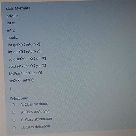 Solved Class Mypoint Private Int X Inty Public Int Getx