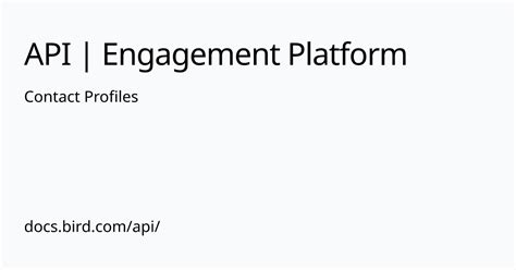 Contact Profiles Bird Api Docs