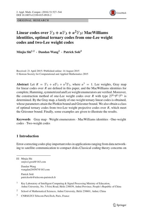 pdf linear codes over mathbbmf3 u mathbbmf3 u2 mathbbmf3 mathbbmf3 u