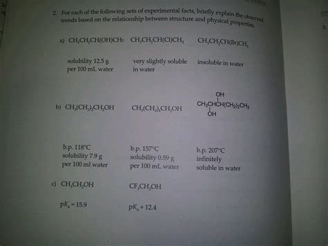 solved for each of the following sets of experimental facts
