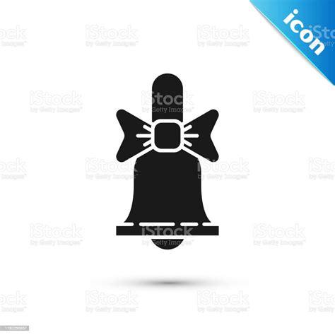 흰색 배경에 고립 된 검은 메리 크리스마스 울리는 벨 아이콘입니다 알람 기호 서비스 벨 핸드 벨 기호 알림 벡터 일러스트레이션 기민에 대한 스톡 벡터 아트 및 기타 이미지