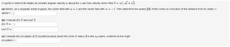 Solved A Vortex That Rotates At Constant Angular Velocity W