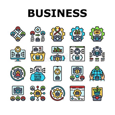 Business Process Optimization Icons Set Vector Stock Illustration