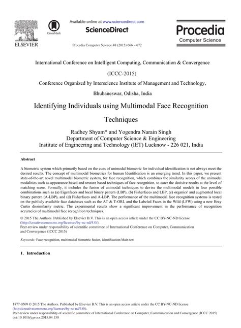 Pdf Identifying Individuals Using Multimodal Face Recognition Techniques