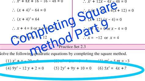 Quadratic Equations Completing Square Method Chapter 2class 10 Maths