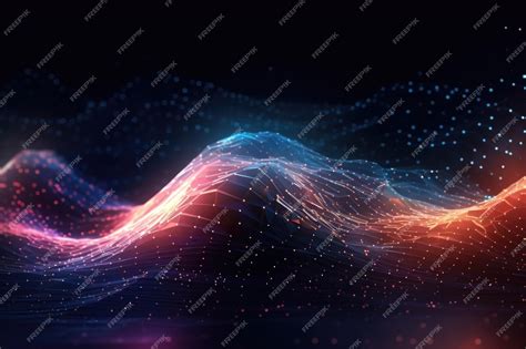Wave Of Dots And Interweaving Of Lines Abstract Background Network Connection Structure Ai