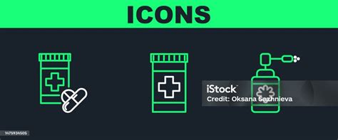 노즐 스프레이 의약품 및 알약과 아이콘이 있는 의료용 병을 설정합니다 벡터 건강 진단에 대한 스톡 벡터 아트 및 기타 이미지 건강 진단 건강관리와 의술 건강한 생활