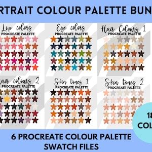 Procreate Color Palette Bundle Portrait Color Swatches Skin Color