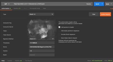 Postman Twitter Api Authentication Error Code 32 Stack Overflow