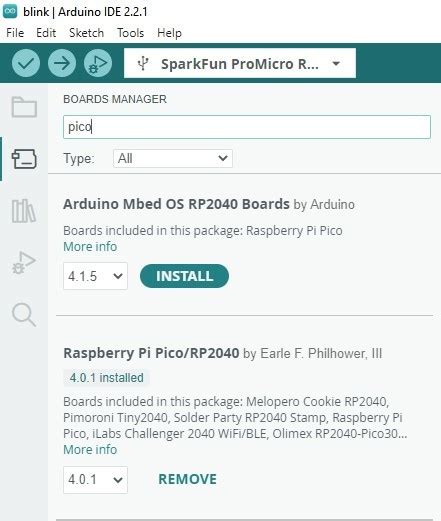 Arduino SparkFun Pro Micro RP Hookup Guide