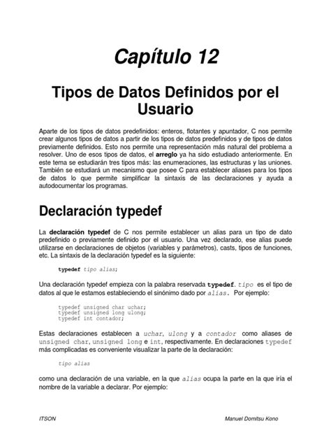capítulo 12 tipos de datos definidos por el usuario pdf pdf tipo
