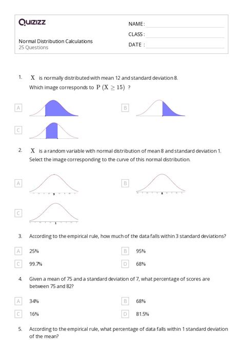 normal distribution worksheets with answers