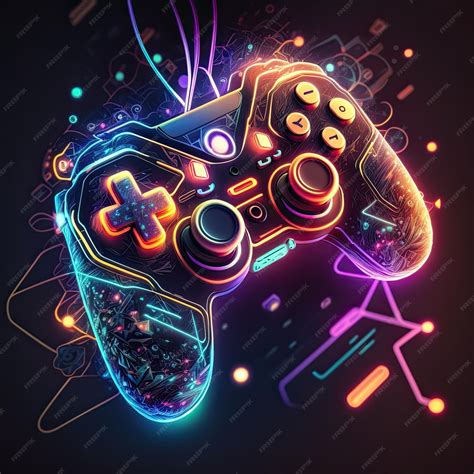Premium Photo Abstract Neon Light Game Controller Artwork Design