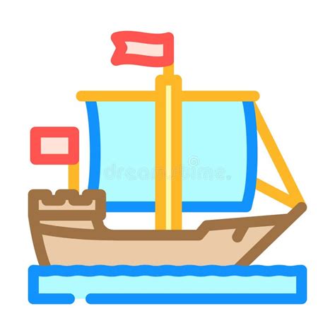 Cog Ancient Ship Color Icon Vector Illustration Stock Illustration