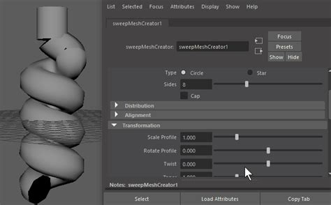 sweep mesh example workflow corkscrew
