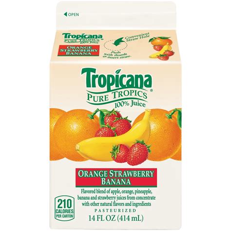 Tropicana Pure Tropics 100 Juice Blend Orange Strawberry Banana 14 Fl