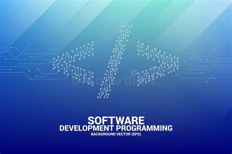 Vector Dot Connect Line Circuit Board Style Software Development Programming Tag Icon Stock