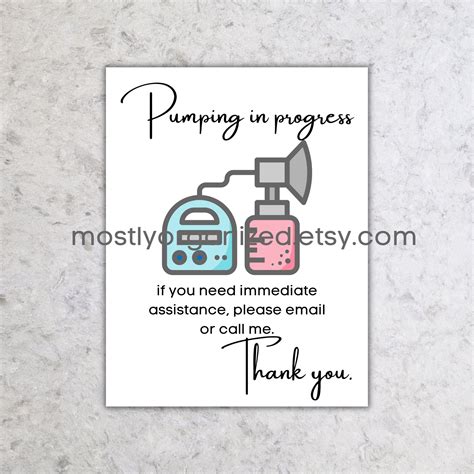 Pumping In Progress Sign Nursing Sign Pumping Sign For Work Pumping