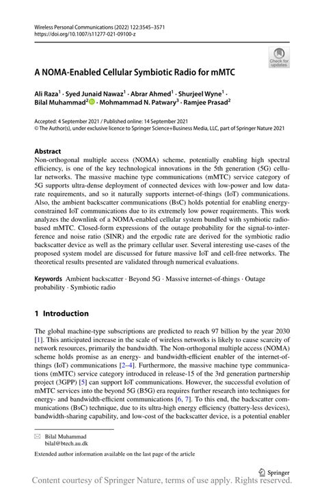 A Noma Enabled Cellular Symbiotic Radio For Mmtc Request Pdf