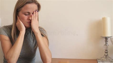 Girl Rubs Her Eyes And Stretches Her Neck Stock Video Video Of Female