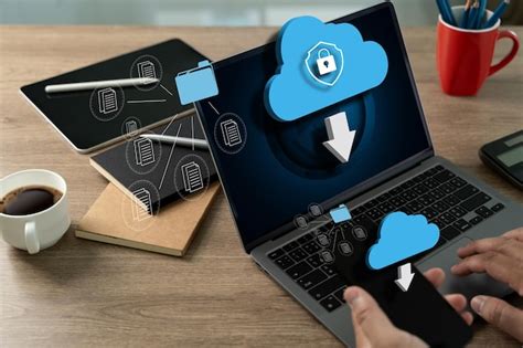 Premium Photo Backup Concept Business Transfer Files Receiver And Computer Backup Copy To