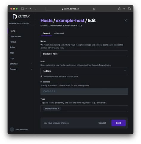 Configuring Hosts With Tags Managed Nebula Docs