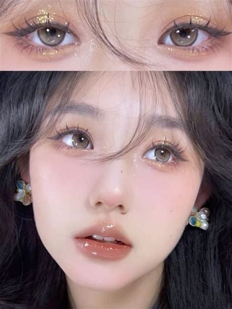 Glitter Eyeshadow Look Soft Brown Eyes With Gold Glitter Doll Eye