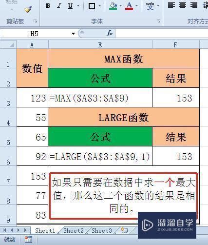 excel中large函数与max函数有什么区别？ 溜溜自学网