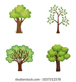 Set Trees Plants Icons Stock Vector Royalty Free Shutterstock