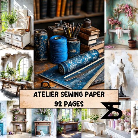 Atelier Sewing Paper Vintage Sewing Junk Journal Kit Ephemera Printable