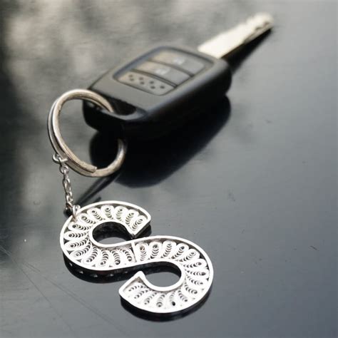 Dazzling Initials Fancy Alphabet Key Chain With Filigree Work Dazzling Initials Fancy Alphabet Key Chain With Filigree Work
