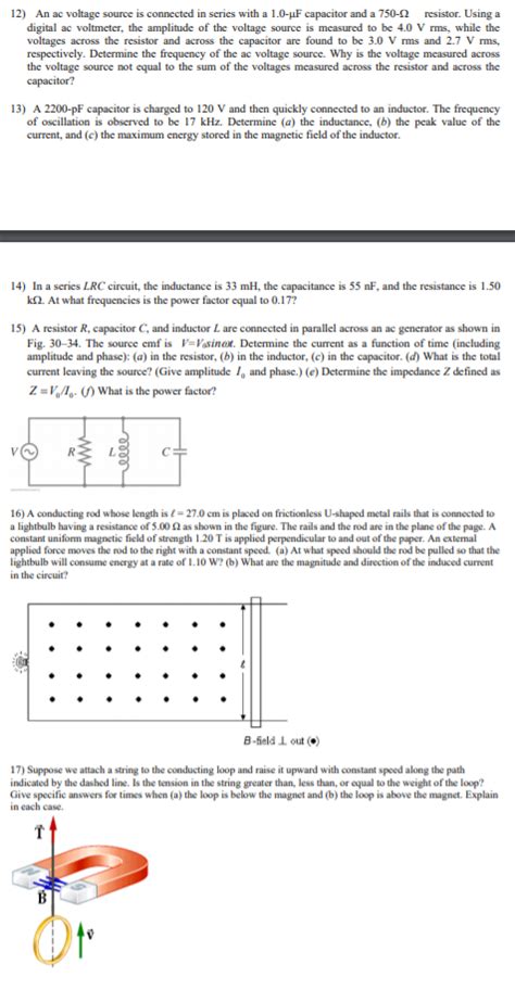Solved 12 An Ac Voltage Source Is Connected In Series With Chegg Com