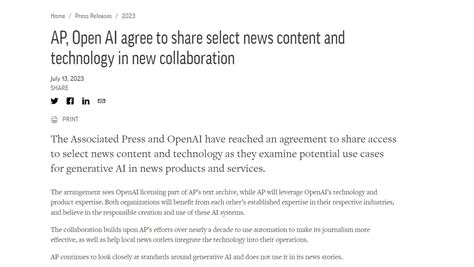 美联社和 openai 达成合作，探索aigc应用于新闻内容制作技术 ai奇点网