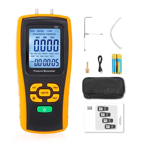 Bonoutil Digital Manometer Gas Pressure Tester Manometer HVAC Dual Port