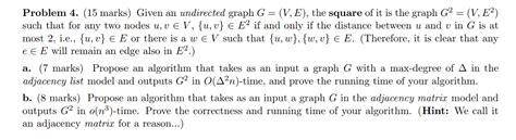 solved problem 4 15 marks given an undirected graph g
