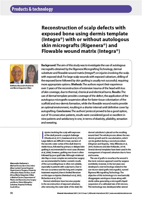 Reconstruction Of Scalp Defects With Exposed Bone Using Dermis Template Integra® With Or
