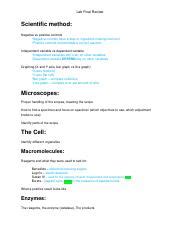 2017 Lab Final Review LabFinalReview Scientificmethod Negativevspositivecontrols