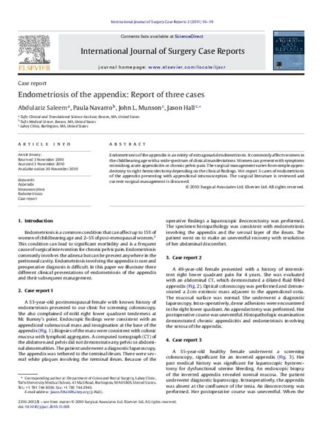 Pdf Endometriosis Of The Appendix Report Of Three Cases