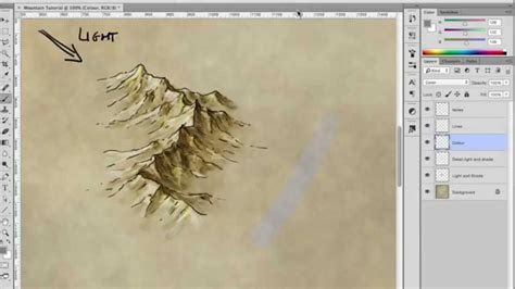 How To Draw Mountains On A Map This Tutorial Shows The Sketching And