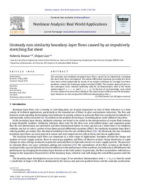 pdf unsteady non similarity boundary layer flows caused by an