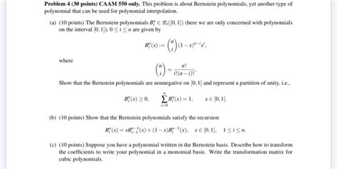 Solved Problem 4 30 Points Caam 550 Only This Problem Is
