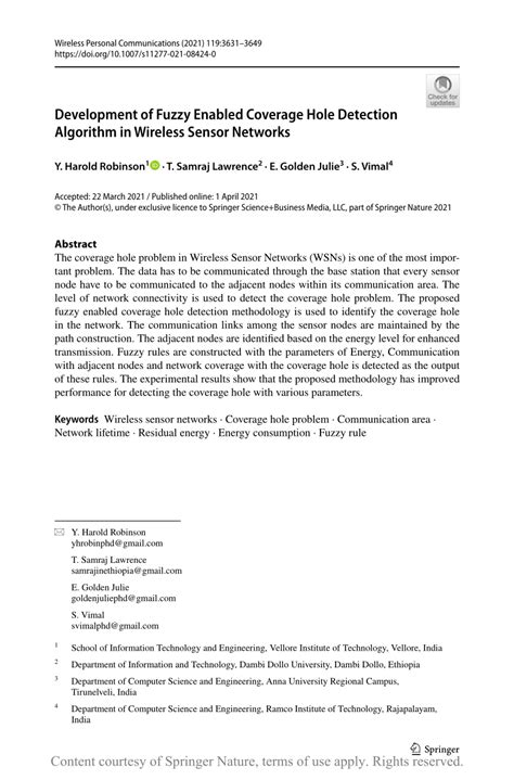 Development Of Fuzzy Enabled Coverage Hole Detection Algorithm In Wireless Sensor Networks